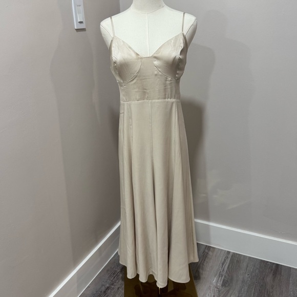 Express | Dresses | Nwt Express Champagne Satin Open Back Cocktail ...